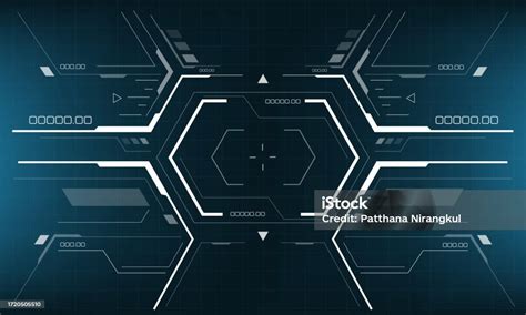 Hud Scifi Interface Screen View White Geometric On Blue Design Virtual