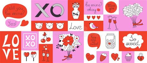 Valentines Day Love Sticker Set Romantic Label Print Sticker Vintage