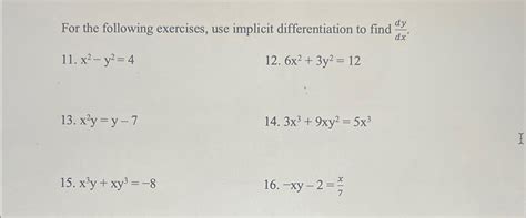 Solved For The Following Exercises Use Implicit
