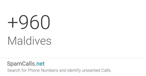 Country Code 960 Phone Calls From Maldives