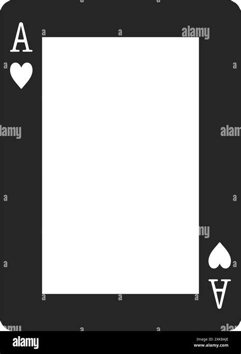 Ace Of Hearts Playing Card Border Or Frame In Black Silhouette Vector