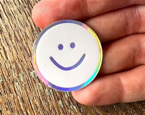 Itty Bitty Holographic Smiley Face Vinyl Sticker Laptop And Water Bottle Sticker Decal Etsy
