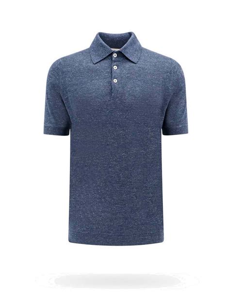 Brunello Cucinelli Polo Shirt Blue Mens Brunello Cucinelli