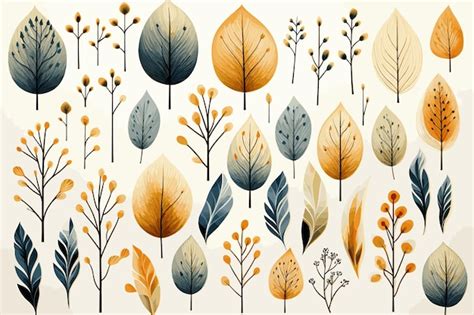 Набор тропических зеленых листьев на белом фоне Премиум Ai сгенерированный вектор