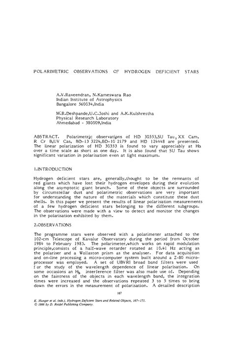 Pdf Polarimetric Observations Of Hydrogen Deficient Stars