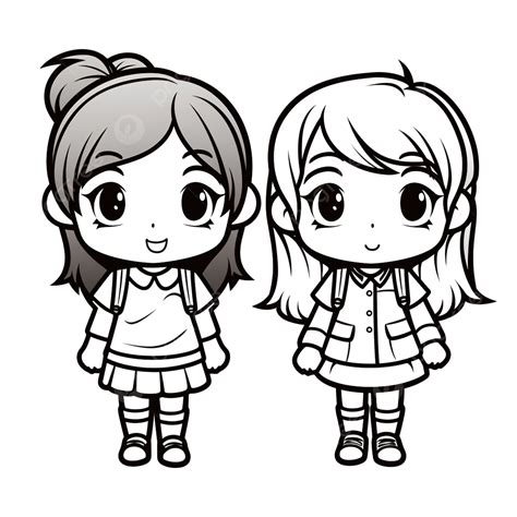 學生朋友卡通塗鴉卡哇伊動漫著色頁可愛插圖繪圖剪輯藝術人物赤壁漫畫漫畫 朋友 学生 卡通片png去背圖片素材免費下載，免摳圖設計圖案下載