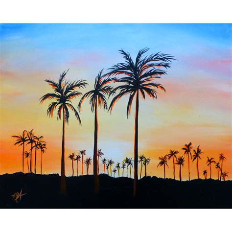 Palm Trees Painting Sunset