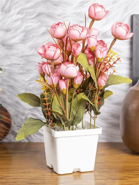 Pink Rose Artificial Flower Pot Home Decor Market99