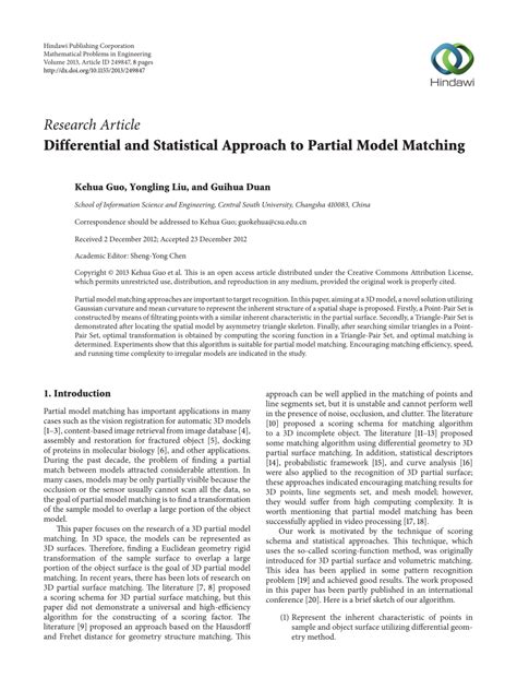 Pdf Differential And Statistical Approach To Partial Model Matching