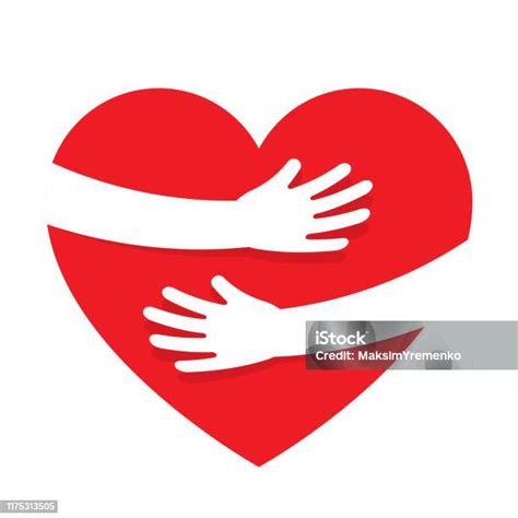 Стокова ілюстрація Руки Що Обіймають Червоне Серце З Любовю — Завантажте зображення зараз