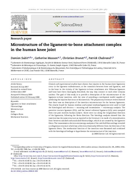 Pdf Microstructure Of The Ligament To Bone Attachment Complex In The Human Knee Joint
