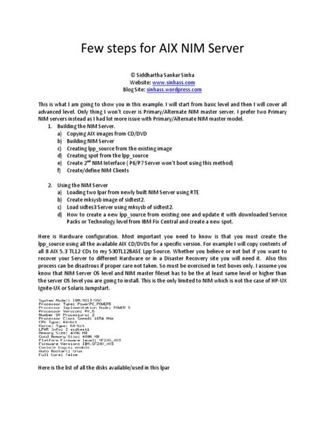 Few Steps For Aix Nim Server Pdf Booting File System