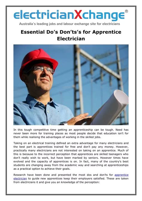 Ppt Essential Dos Dontss For Apprentice Electrician Powerpoint