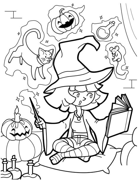 Cute Witch With Magic Coloring Page Download Print Or Color Online