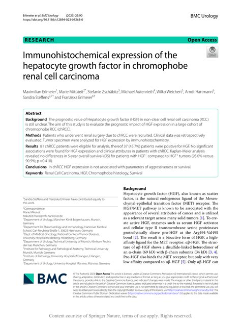 Pdf Immunohistochemical Expression Of The Hepatocyte Growth Factor In