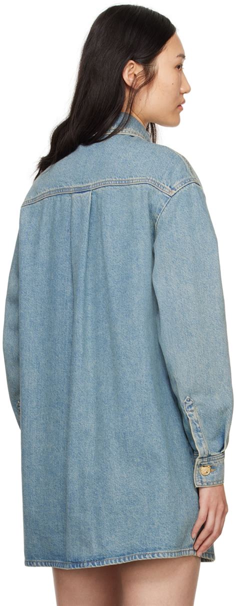 Moschino Blue Teddy Bear Denim Shirt Moschino