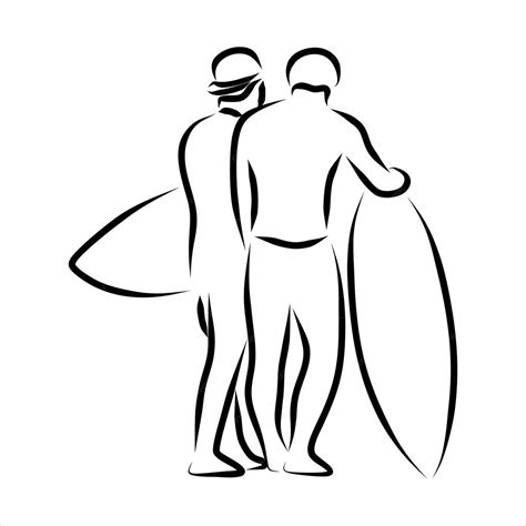 Dibujo Lineal De Alguien Surfeando Vector Premium