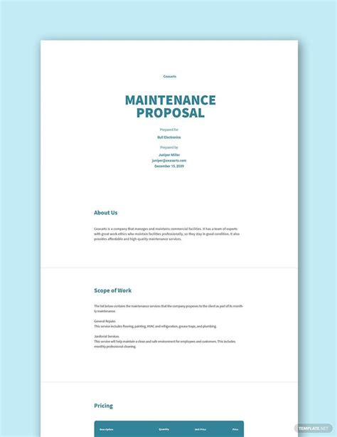 Free Maintenance Proposal Template Word