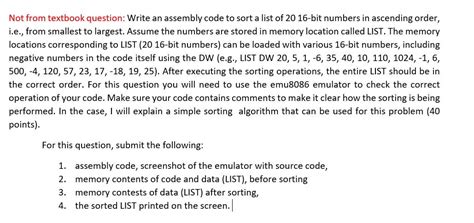 Not From Textbook Question Write An Assembly Code To Chegg