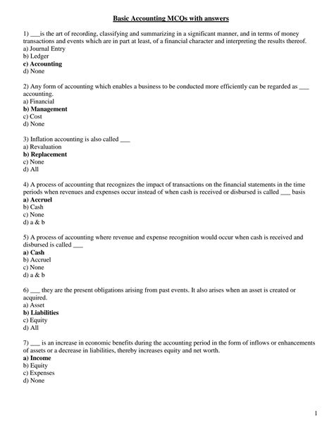 Solution Basic Accounting Mcqs With Answers Studypool