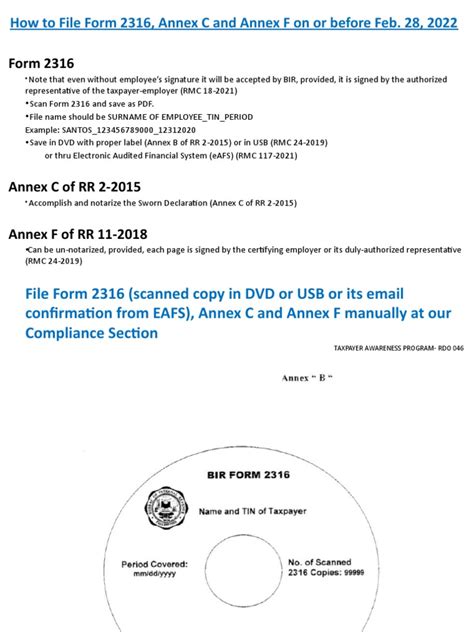 How To File Form 2316 And Annex F Pdf