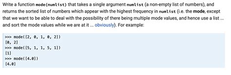 Solved Write A Function Mode Numlist That Takes A Single Chegg