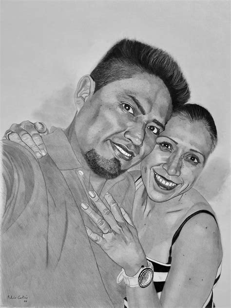 Dibujo Realista A Lápiz Y Carbón De Una Pareja Inolvidable Felix Cortes