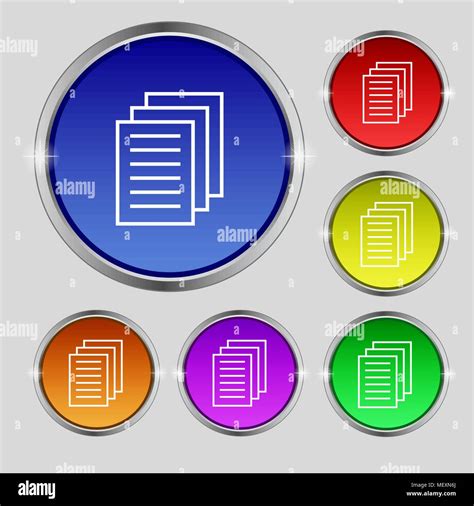 Copy File Sign Icon Duplicate Document Symbol Set Of Coloured Buttons Vector Illustration