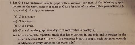 Solved Let G Be An Undirected Simple Graph With N Chegg