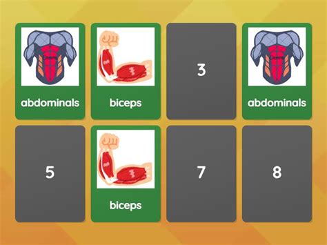 Muscles Memory Game Matching Pairs