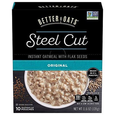 Better Oats Steel Cut Instant Oatmeal With Flax Seeds Original 116