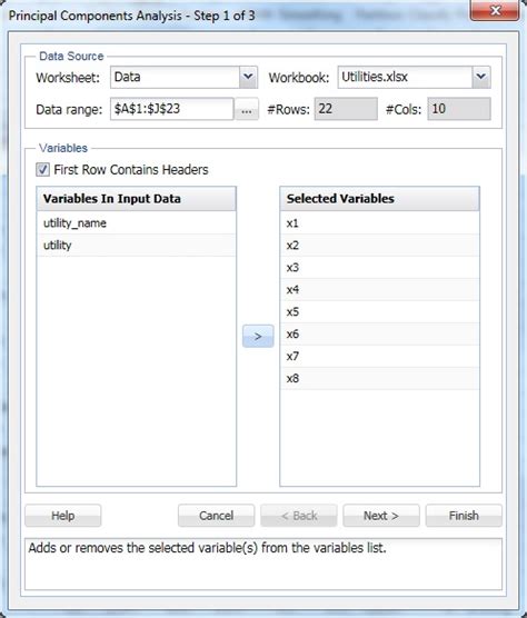 Principal Components Analysis Example Solver