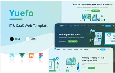 download yuefo react vue html figma it saas app landing page template