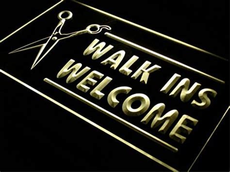 Custom Barber Walk Ins Welcome Neón Led Signos Ventana Calcomanía