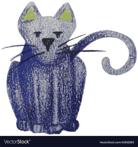 Cute Blue Cat Royalty Free Vector Image Vectorstock