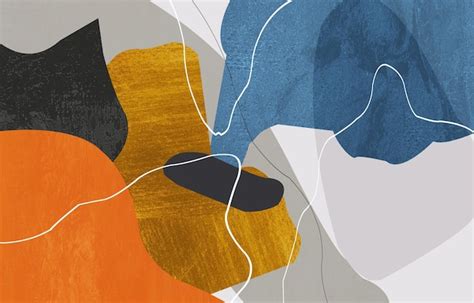 Una Pintura Abstracta Con Un Fondo Azul Y Un Fondo Dorado Y Azul Foto Premium