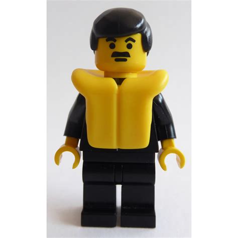 Lego Policeman With Suit Black Hair And Lifejacket Minifigure Brick