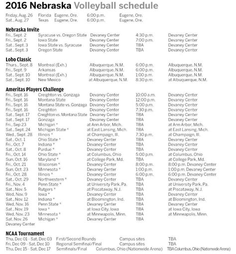 Ne Volleyball Schedule
