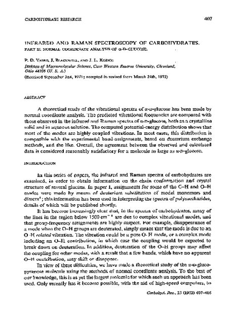 Pdf Infrared And Raman Spectroscopy Of Carbohydrates