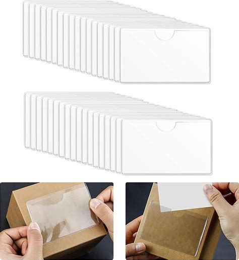 Pochettes Adhésive Transparente 36 Pcs Portetiquettes Autocollants Pochettes de Carte Adhésives