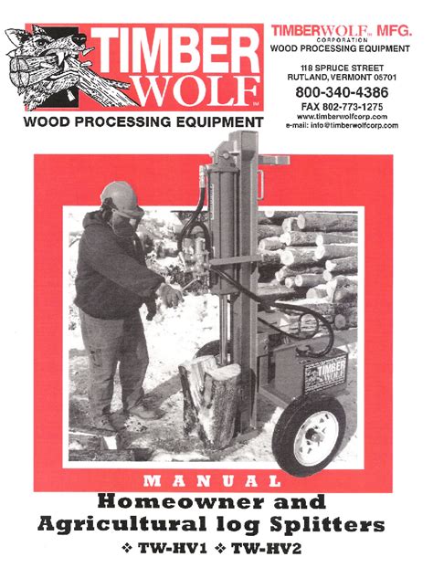 Timberwolf Tw Hv1 Log Splitter Manual Pdf Viewdownload