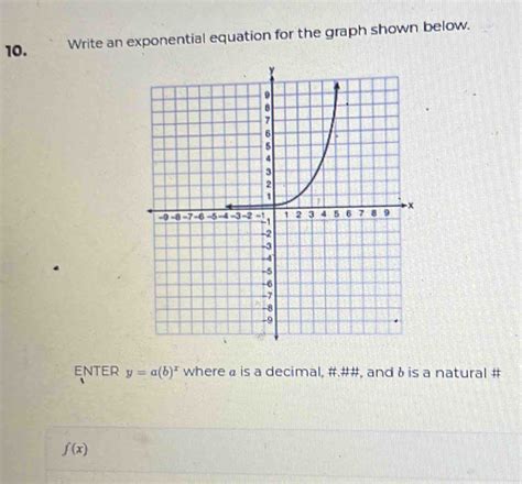 Write An Exponential Equation For The Graph Shown Below Enter Y A
