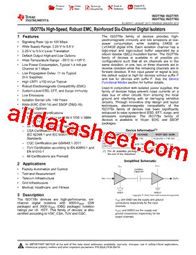 ISO Datasheet PDF Texas Instruments