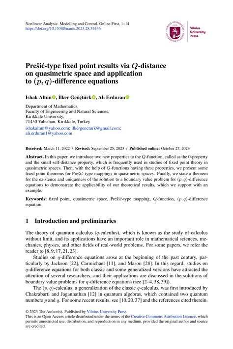 Pdf Prešić Type Fixed Point Results Via Q Distance On Quasimetric