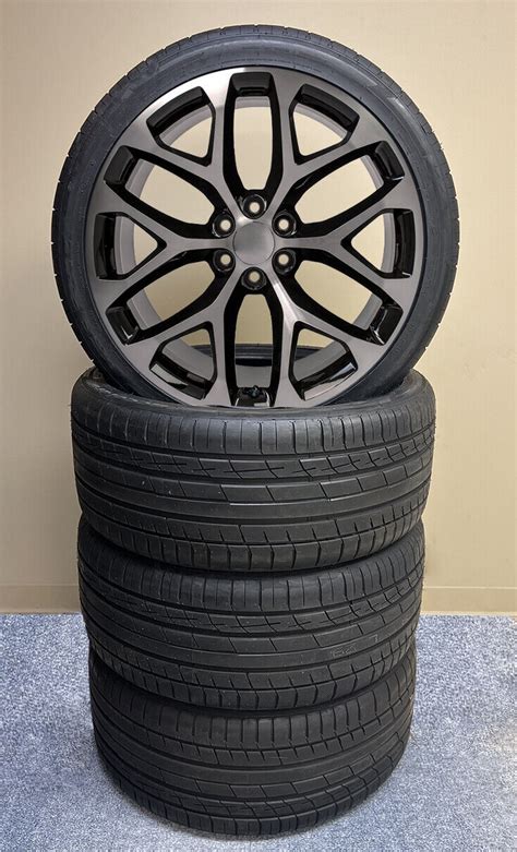 Black Machine 24 Snowflake Wheels Ht Tires Chevy Silverado Tahoe Gmc