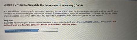 Solved Exercise C 11 Algo Calculate The Future Value Of An