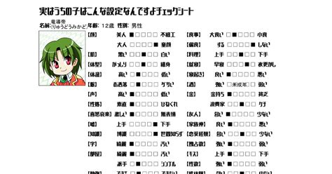 Prwhs 実はうちの子こんな設定なんですよチェックシートprwhs 狐狸の類のイラスト Pixiv