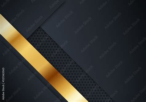 Abstract Premium Black Geometric Overlap Layers Texture Golden Effect Luxury Style On Dark