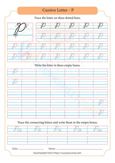 Cursive Capital Letter P Worksheet