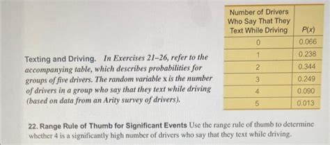 solved texting and driving in exercises 21 26 refer to the